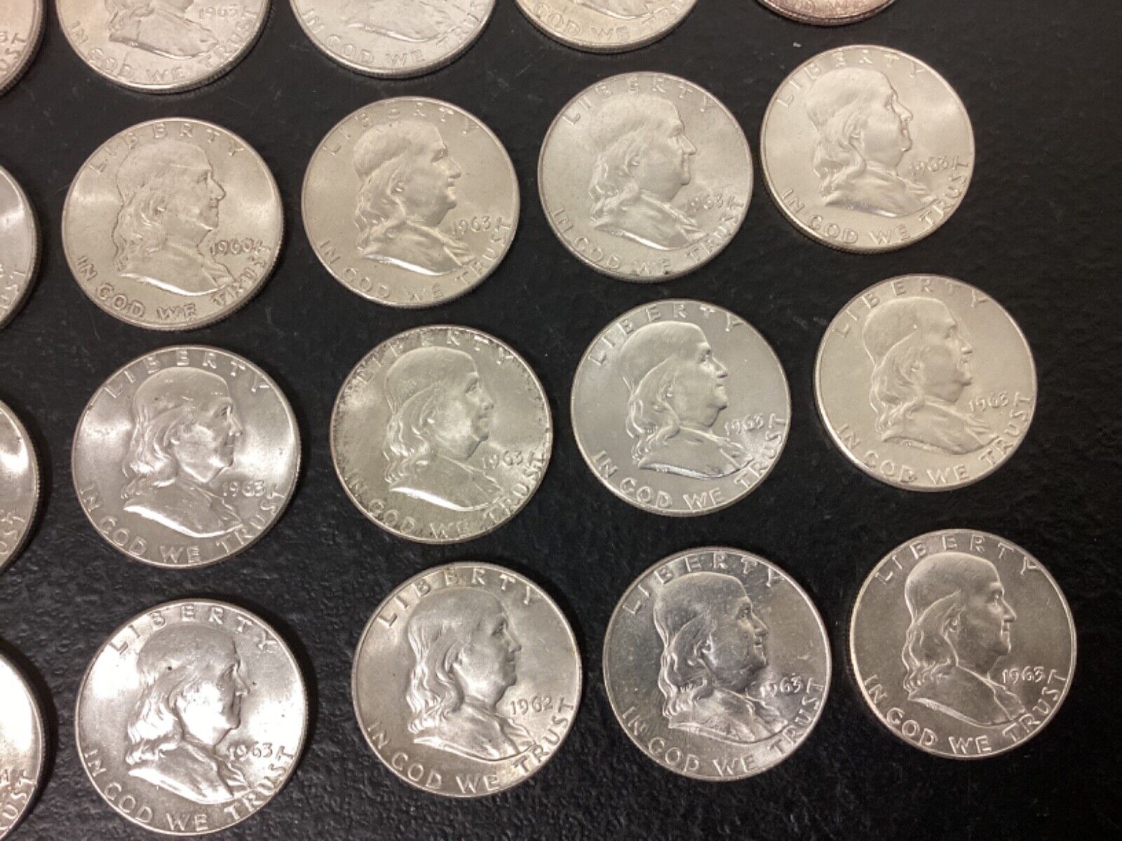 ROLL of (20) BU 90% Silver Franklin Half Dollars - MIXED DATES/MINTS ...
