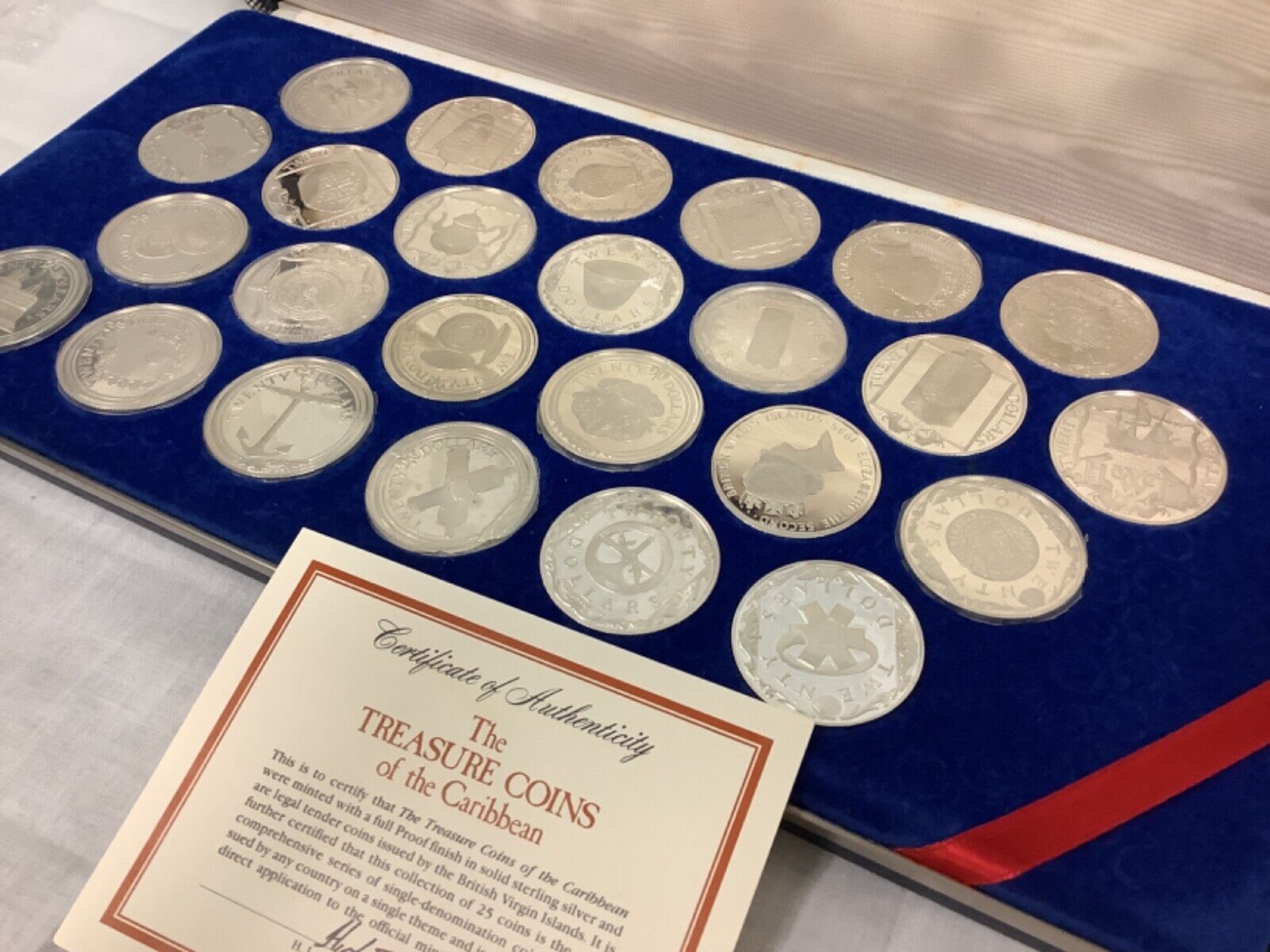 1985 Virgin Islands Treasure Coins of the Caribbean Sterling Silver 25 ...