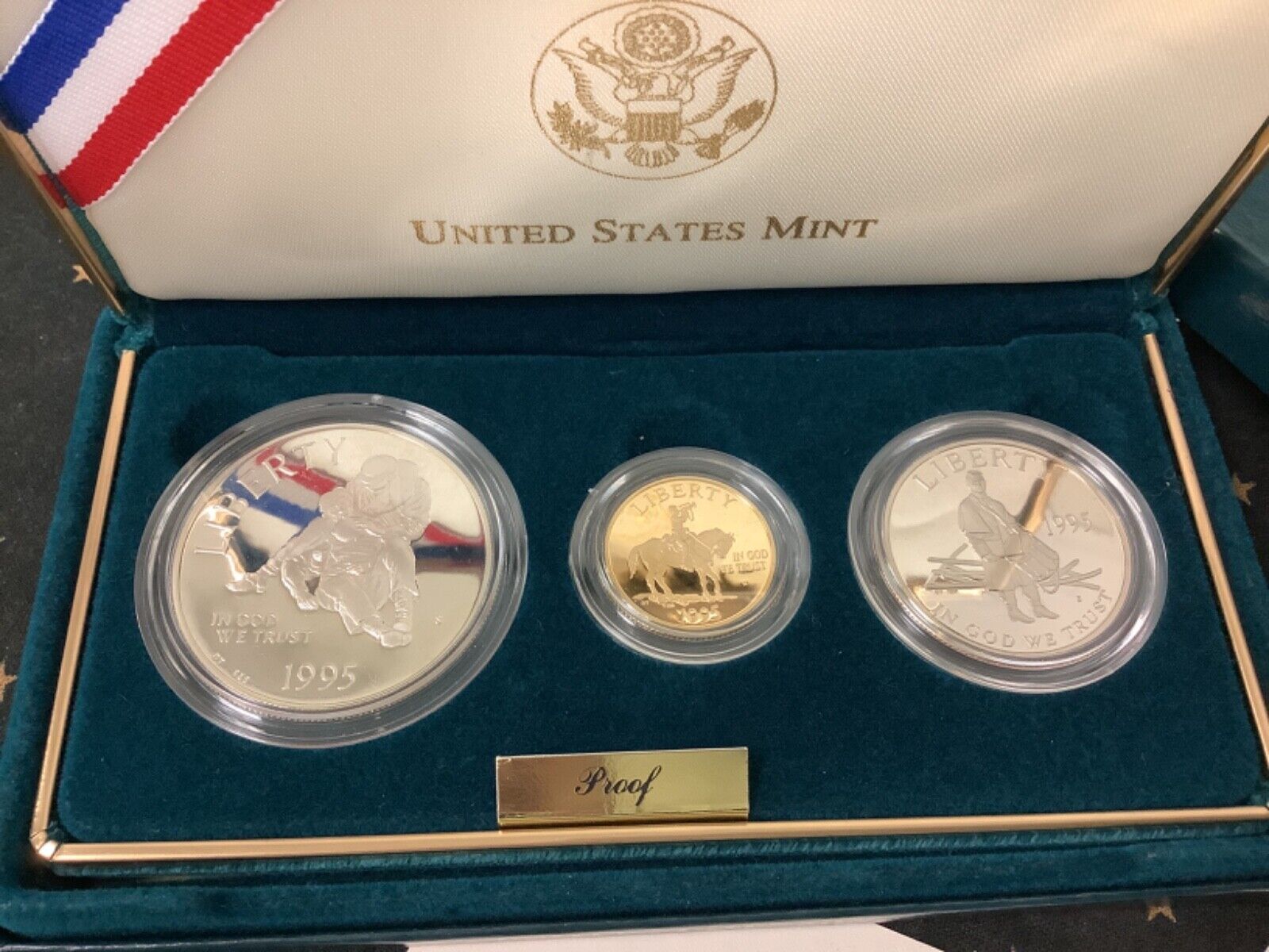 1995 US Mint Civil War Battlefield Commemorative 3 Coin Proof Set w ...