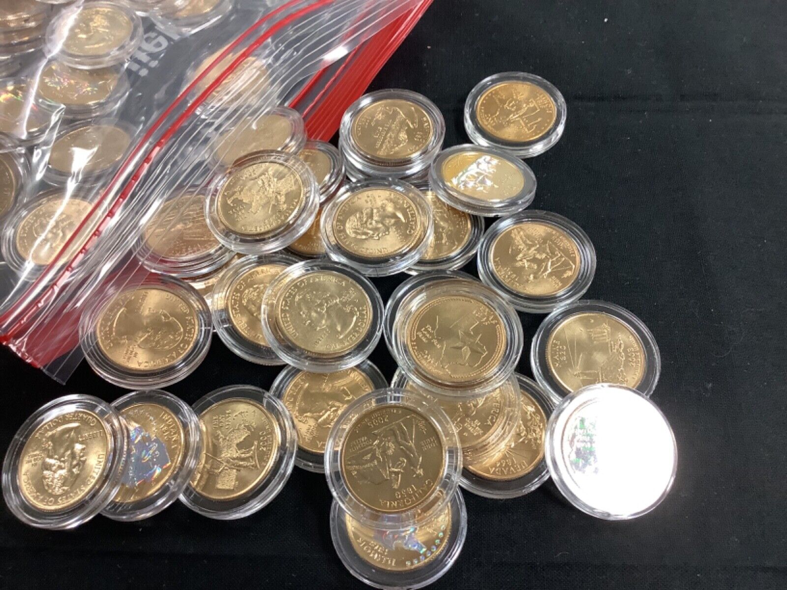 100 Random Year 24K Gold Plated State Quarters come in Coin Capsules ...