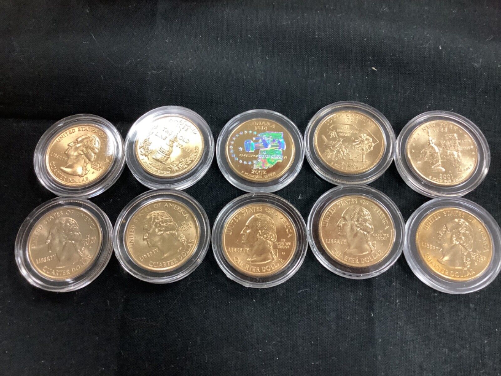 100 Random Year 24K Gold Plated State Quarters come in Coin Capsules ...