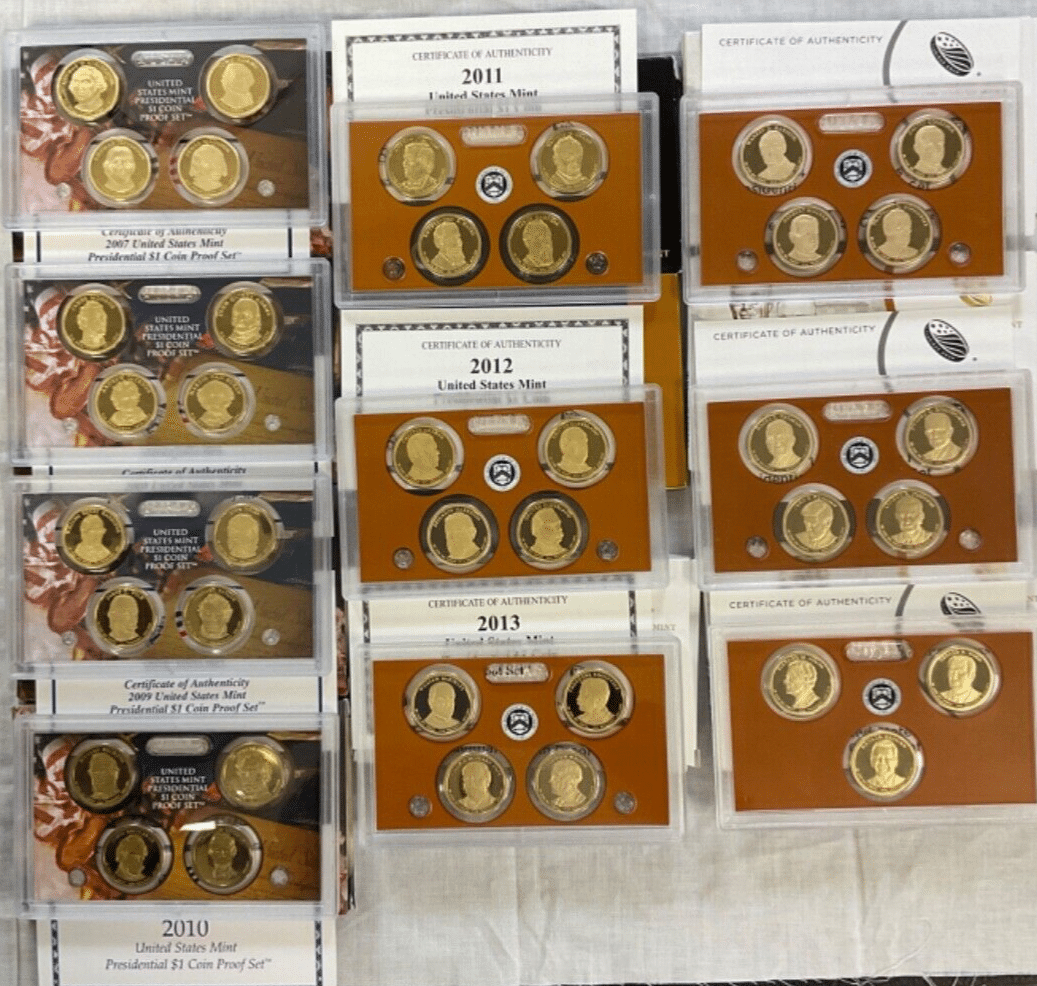 Complete Presidential Dollar Proof Set 2007-2016-39 Coins OGP & COA ...