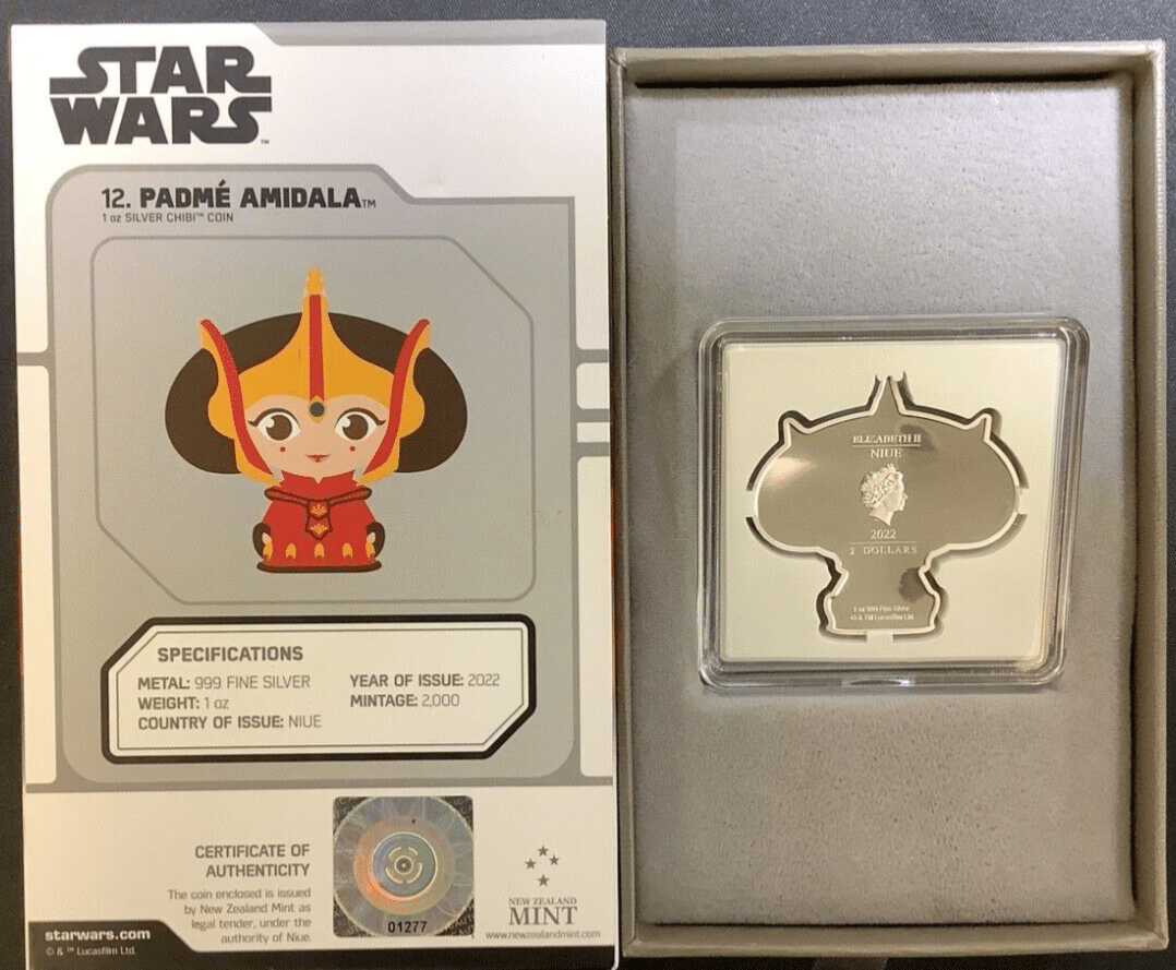 2022 Niue Star Wars 12. Padme Amidala Chibi 1 oz Silver Proof -New ...