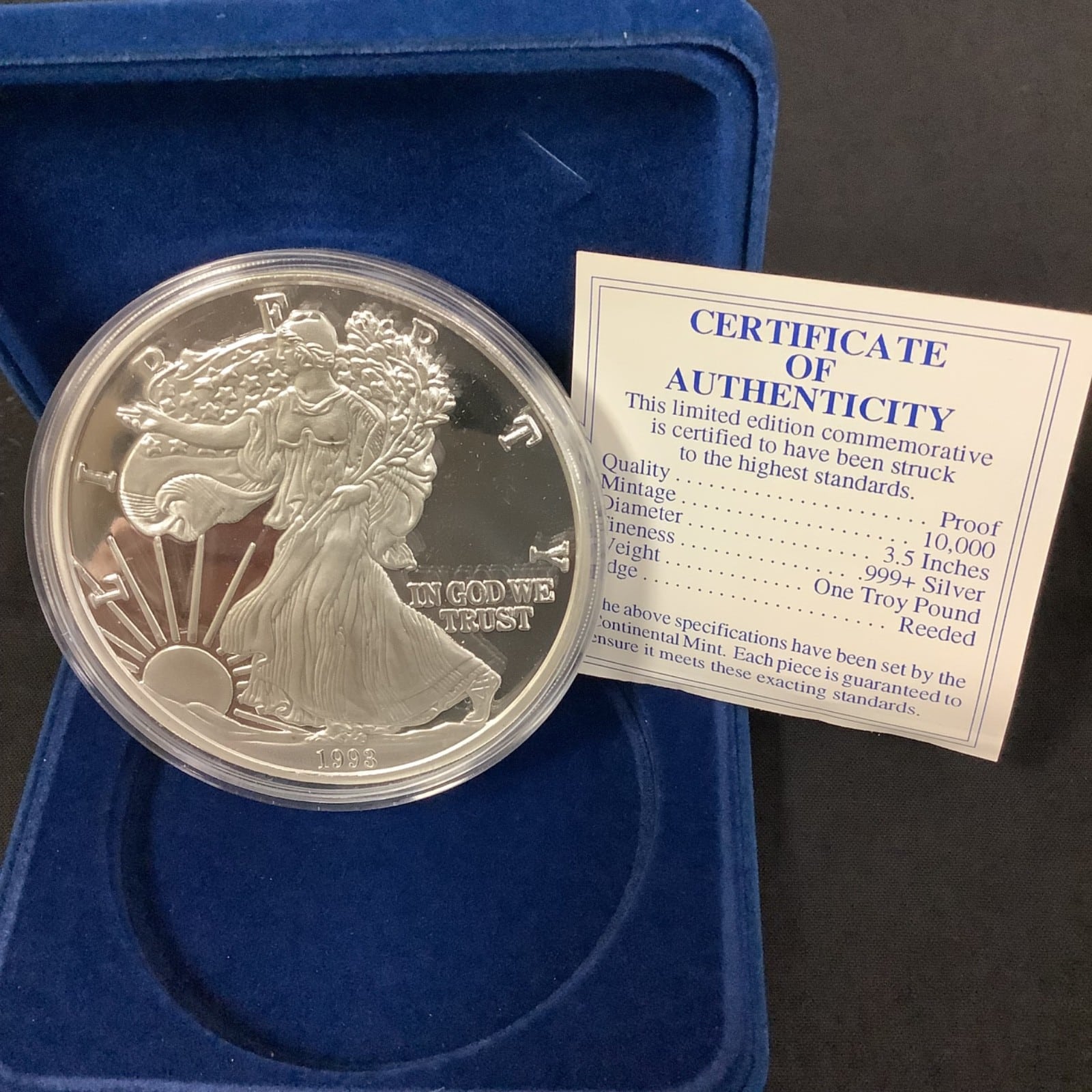 Giant 1999 American Silver Eagle - One Troy Pound 12 oz - .999 Silver ...