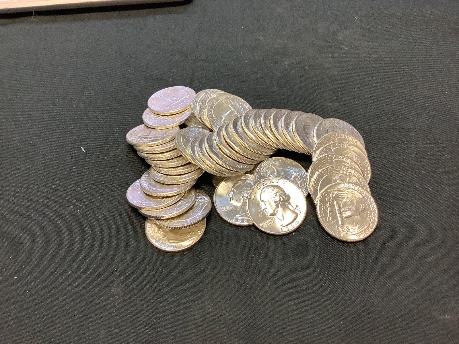 1964-P Washington Quarters BU Roll. 40 BU Coins in tube. Silver ...