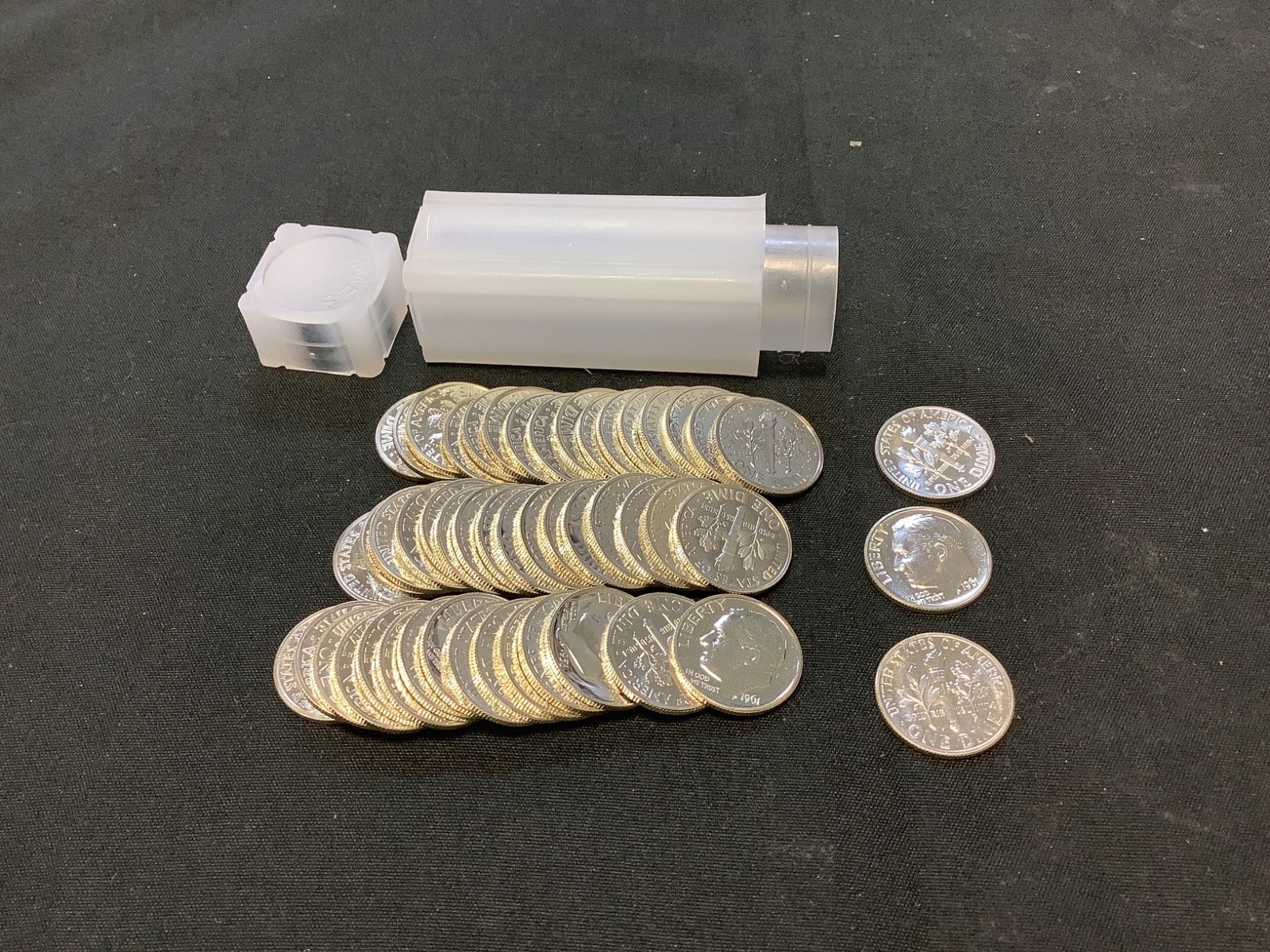 1961-S PROOF Roll Roosevelt 90% Silver $5 50 Coins Lot!! PERFECT ROLL ...