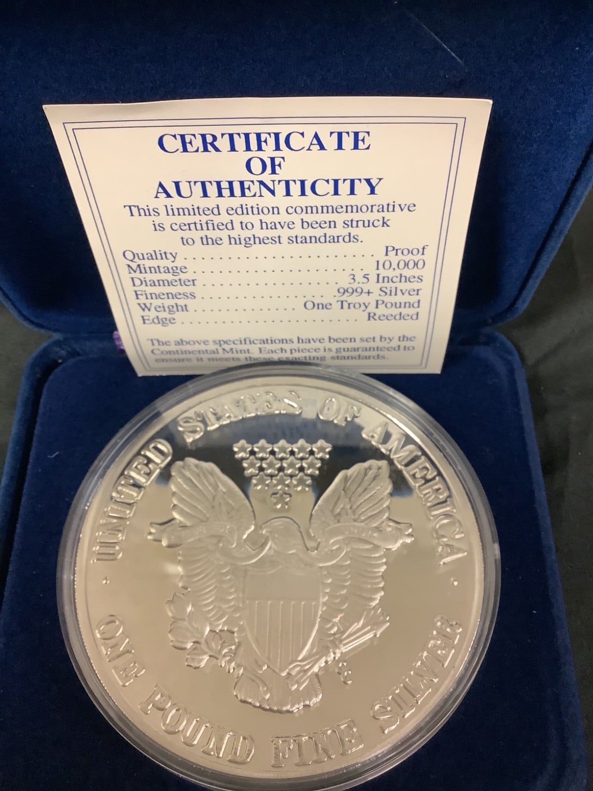 1993 One Pound Silver Eagle Proof Coin | .999 Fine Silver Liberty Round ...