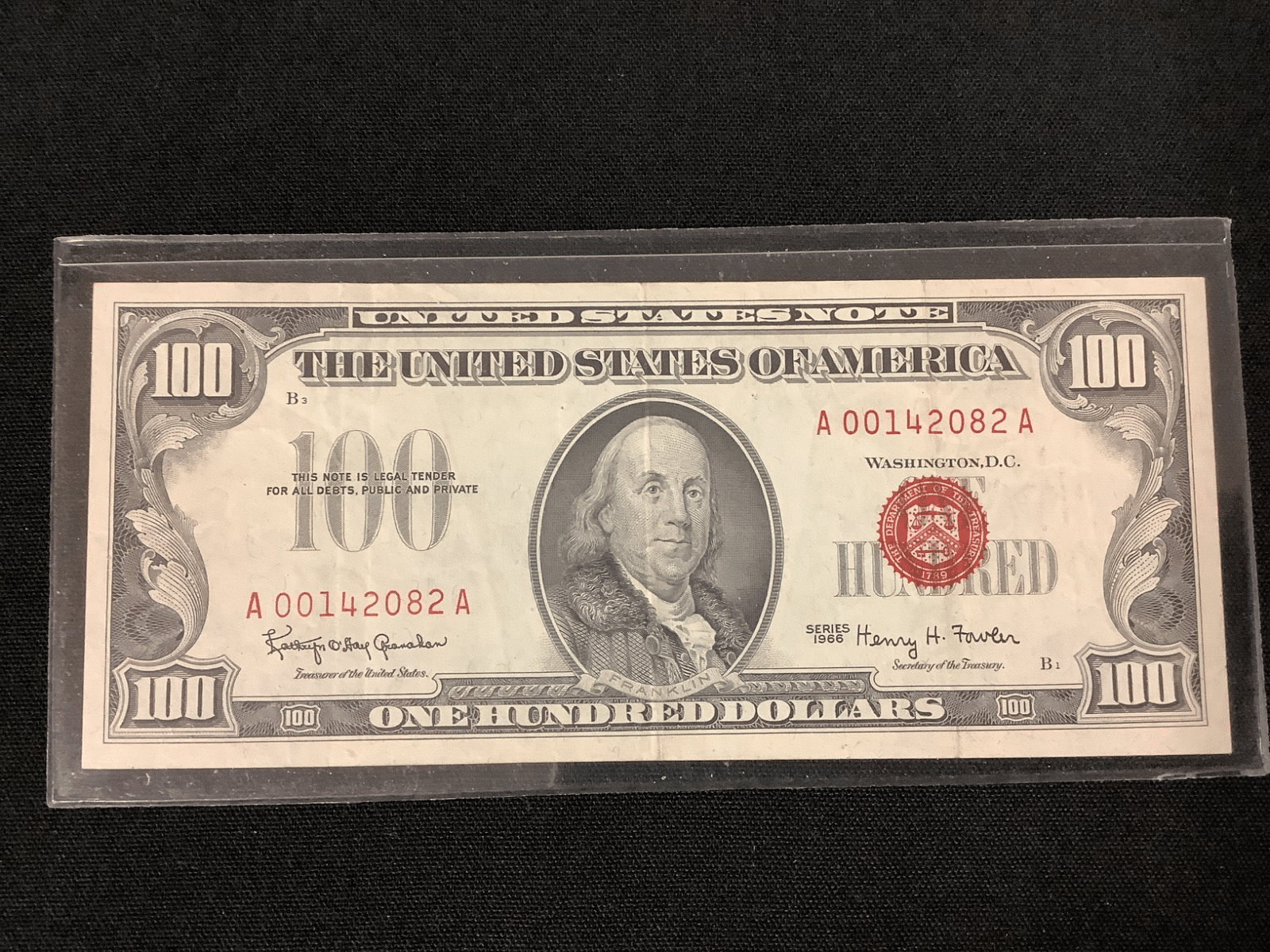 1966 $100 Red Seal - United States Note XF Estimated Condition - Grand ...